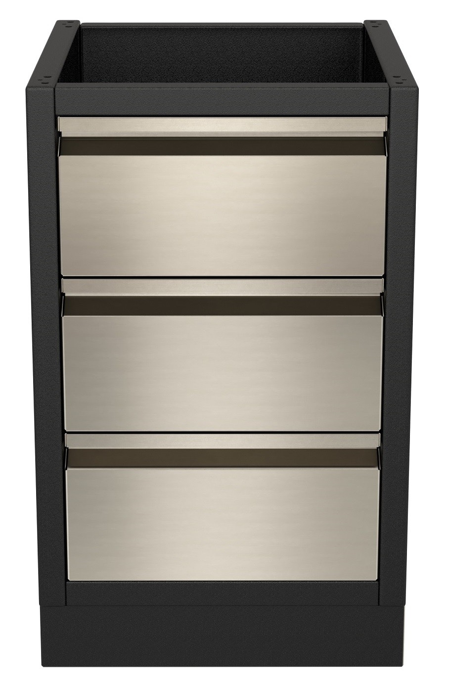 ZUREL יח' אחסון 3 מגירות למטבח חוץ צבע שחור מגורגר משולב נירוסטה ...