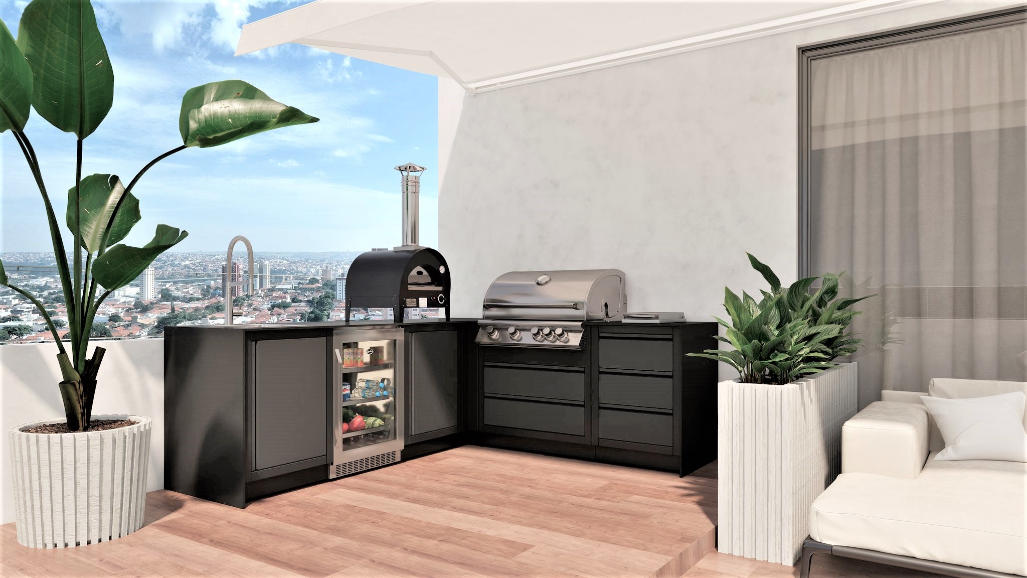 ZUREL מטבח חוץ בצורת ( ריש ) דגם לונדון שחור מט מגורגר | המותגים שלנו ...